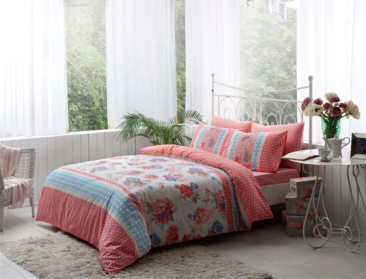 Двуспальный King Size комплект TAC Emma Pink Ранфорс – фото, отзывы ...