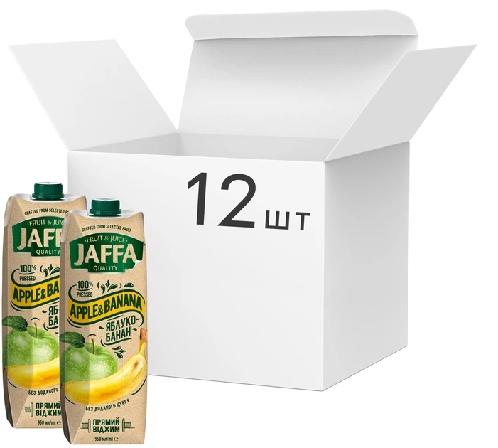 Упаковка яблочно-бананового сока Jaffa Pressed без сахара 0.95 л х 12 ...