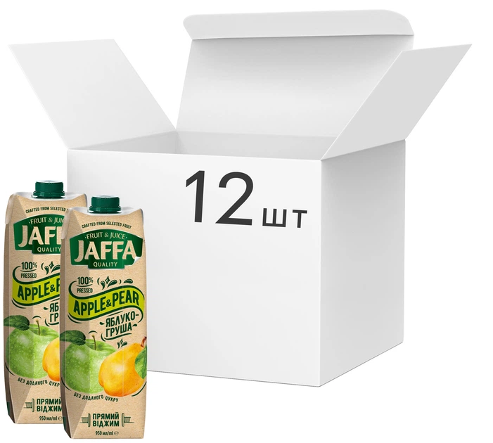 Упаковка яблучно-грушевого соку Jaffa Pressed без цукру 0.95 л х 12 шт ...