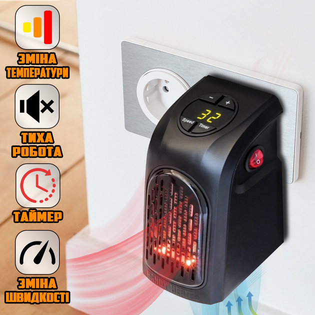 Тепловентилятор мини в розетку Handyheater ultra 400Вт портативный ...