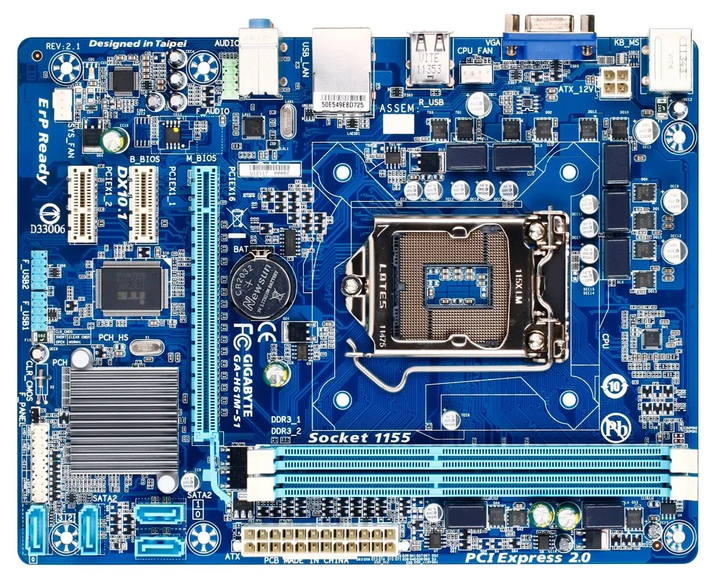 Материнская плата Gigabyte GA-H61M-S1 rev. 2.1 LGA 1155 (GA-H61M-S1) Б ...