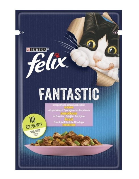Влажный корм для кошек Purina Felix Fantastic с форелью и зелеными ...