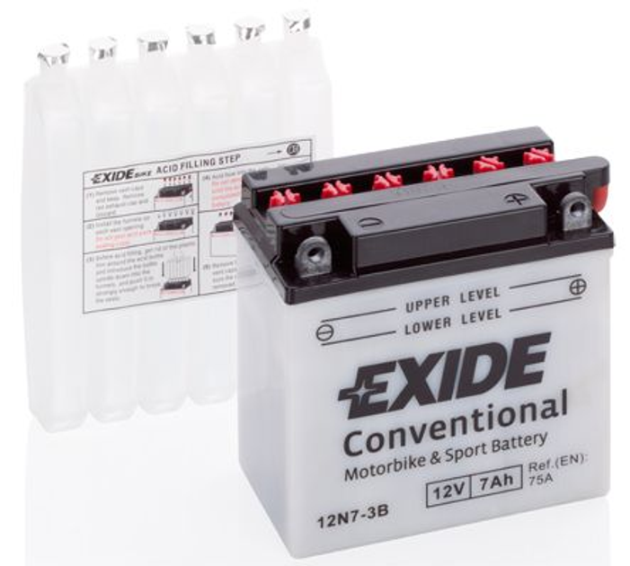 Акумулятор EXIDE Стандарт [12B] 7 Ah/ 135x75x133 (ДхШхВ) EXIDE EXI 12N7 ...