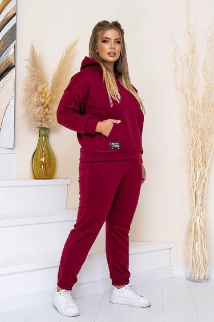 Спортивний прогулянковий костюм на флісі із капюшоном 772242 XL-2XL (52-54) Марсала від продавця ...
