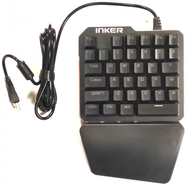 Клавиатура под одну руку игровая RGB USB Inker K9 одноручная Черный ...