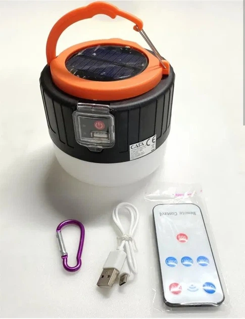 Кемпінгова лампа акумуляторна з пультом на сонячній батареї та Usb заряджання Ct 4289 низькі