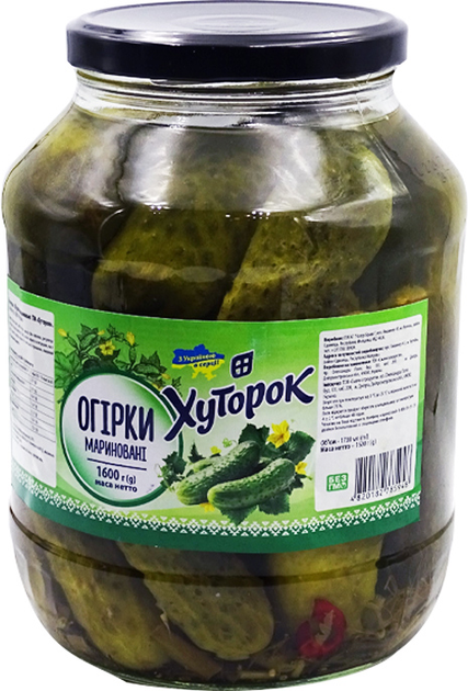Огірки мариновані Хуторок 720 мл (4820182780219) – ROZETKA | Купити ...