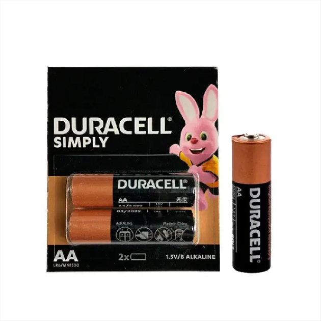 Батарейки AA Duracell Simply лужні 1.5V (LR6) MN1500 2шт – фото ...