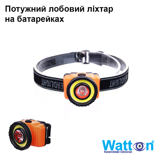 Мощный налобный фонарь на батарейках дальностью 50-150 метров с тремя ...