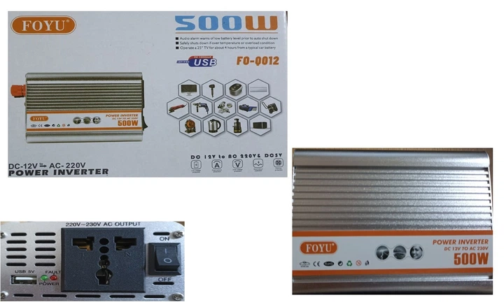 Перетворювач напруги. Автомобільний інвертор FOYU DC12V-AC220V 500W ...