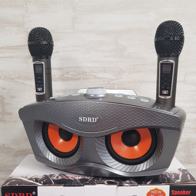 Портативная Караоке система с двумя микрофонами SDRD SD 306 Plus Серая ...