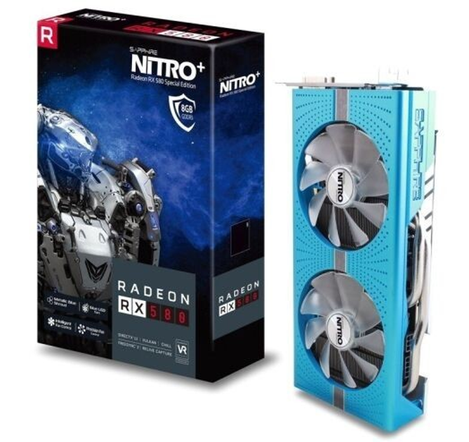Видеокарта Sapphire Radeon RX 580 NITRO + 8 GB GDDR5 (256 bit) (1430/ ...
