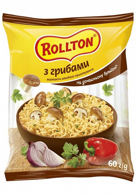 Упаковка вермишели быстрого приготовления Rollton на домашнем бульоне с ...