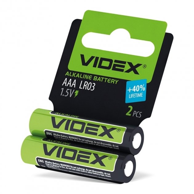 Батарейка щелочная Videx Alkaline LR03/AAA блистер 2 штуки минипальчики ...