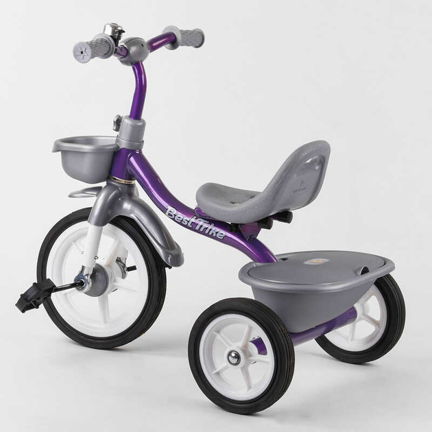 Детский трехколесный велосипед Best Trike резиновые колеса фиолетовый ...