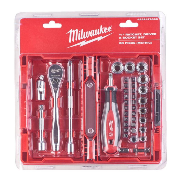 Набор ударных бит и головок с трещоткой 1/4" Milwaukee 38 предметов ...