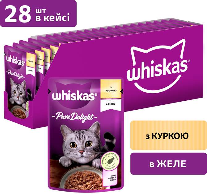 Упаковка влажного корма для кошек Whiskas Pure Delight курица в желе 28 ...