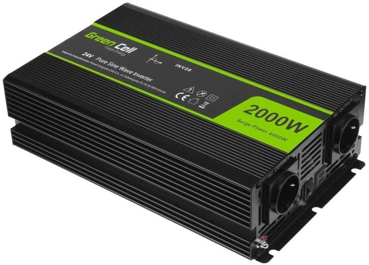Инвертор GREEN CELL INV20 24В/230В 2000Вт/4000Вт Чистая синусоида ...