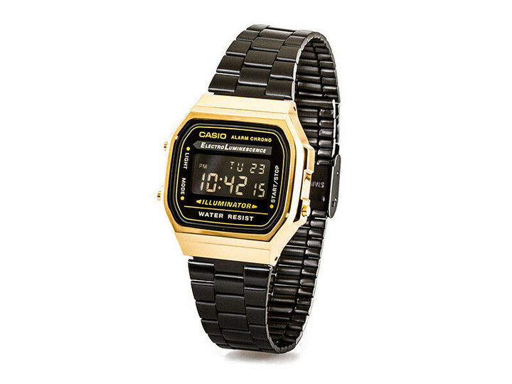 Наручные часы Casio A168WEGB-1BEF Золотистые с черным современные ...