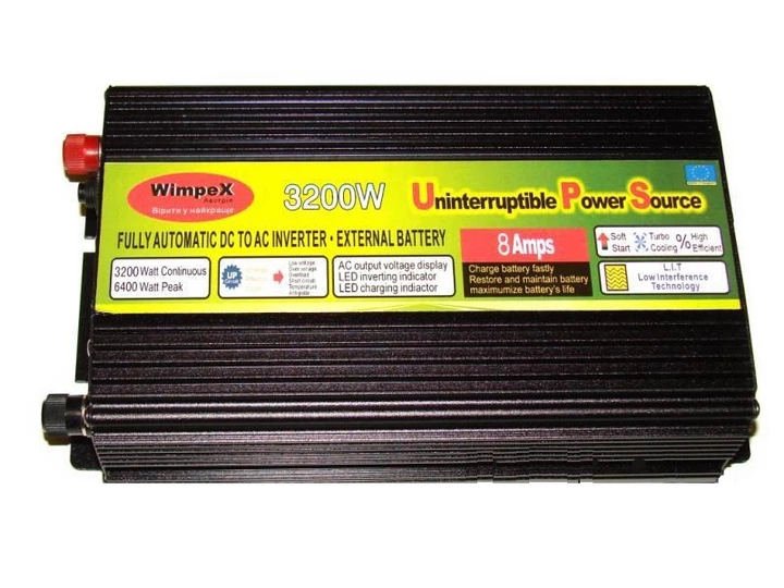 Преобразователь напряжения автомобильный инвертор Wimpex 3200W 12V/220V/USB (par_WX 3200 W ...