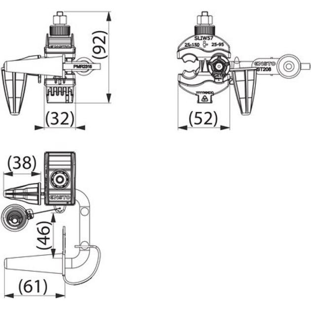 Комплект для переносного заземлення ST208.57 Ensto Al/Cu 25-150 mm²/25 ...