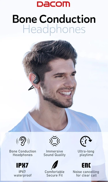 Бездротові навушники з кістковою провідністю Dacom E60 з шийним ободом ...