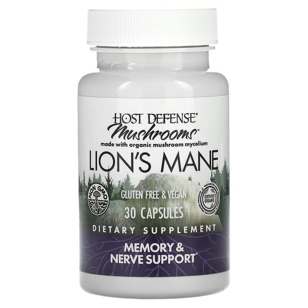 Ежовик гребенчатый Lion's Mane Fungi Perfecti Host Defense, поддержка ...