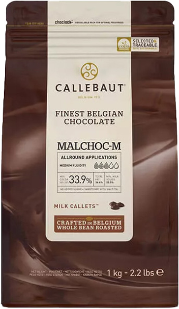 Шоколад Callebaut Молочний із замінником цукру 1 кг (5410522692686 ...