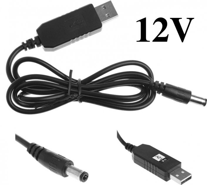 USB Кабель для роутера - перехідник USB - DC 12V DC 5.5x2.1mm Чорний ...