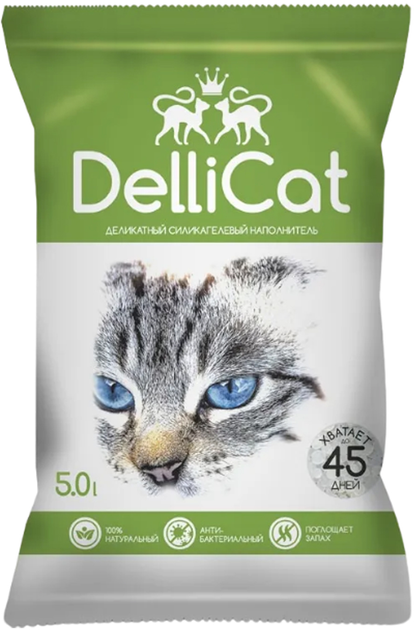 Наполнитель для кошачьего туалета DelliCat силикагелевый для нежных ...