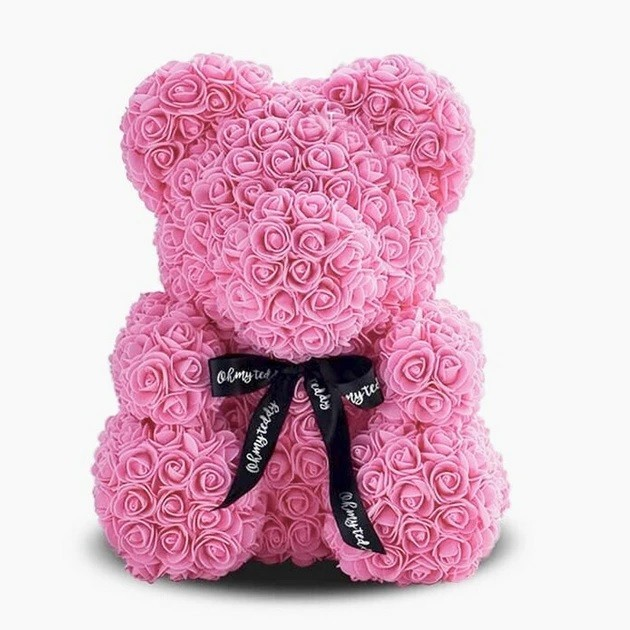 Мишка из 3D роз 25 см Pink в Коробке – низкие цены, кредит, оплата ...