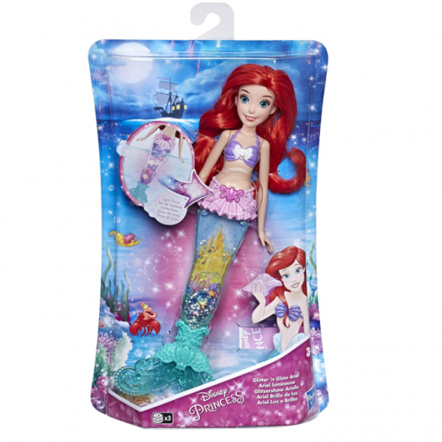 Кукла русалка Ариэль со светом и глиттером Disney Princess Glitter Glow