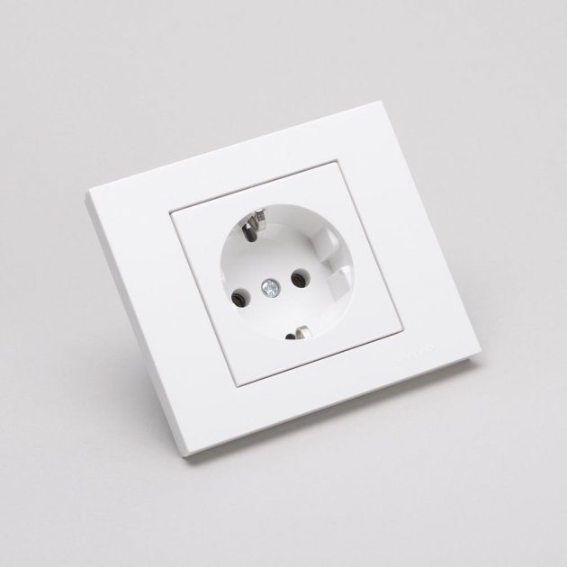 Розетка одинарна із заземленням біла Ovivo Electric GRANO – фото ...