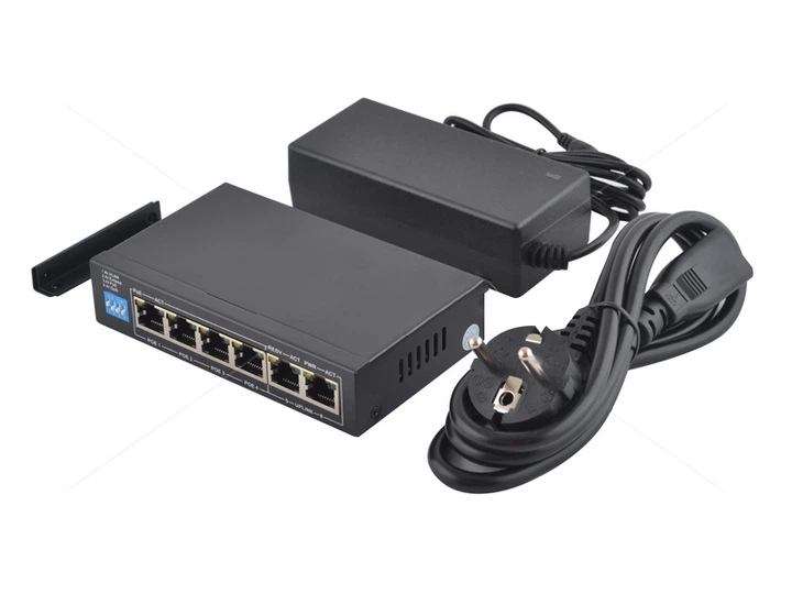 POE комутатор FoxGate S6004-E2-AI POE (60W) [4 x FE POE + 2 uplink x FE ...