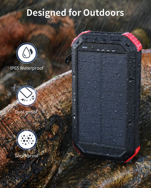 Повербанк с солнечной батареей Reach Solar ES983S powerbank 18W Фонарик ...