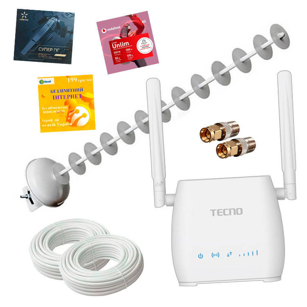 4G Wi-Fi комплект "СТАБИЛЬНЫЙ" (роутер TECNO TR210, антенна МИМО 20 ДБ ...