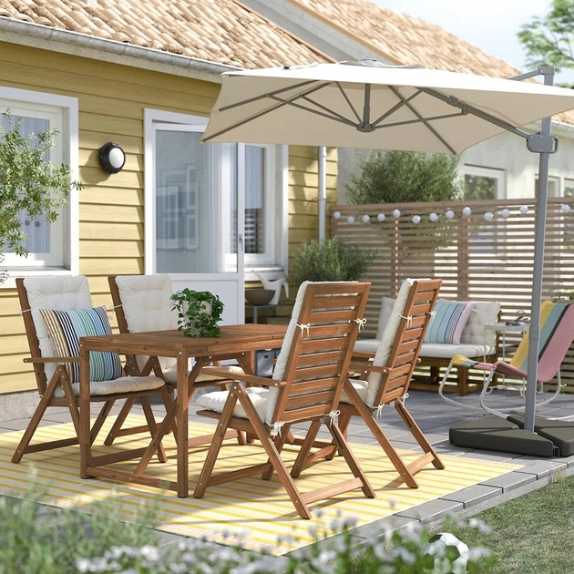 Стіл + 4 розкладні стільці IKEA NAMMARO світло-коричнева морилка ...