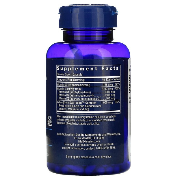 Витамин Д и К Life Extension Vitamins D and K with Sea-Iodine с морским ...