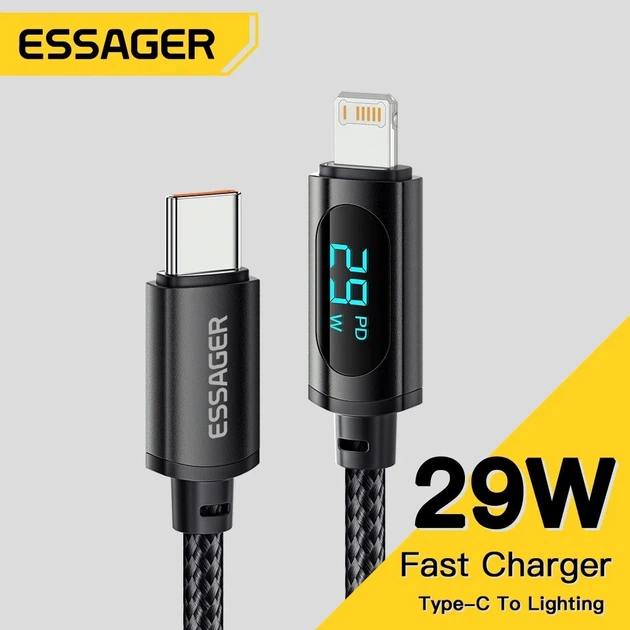 Зарядний кабель ESSAGER USB-C to Apple Lightning 29 W 1 м – фото ...
