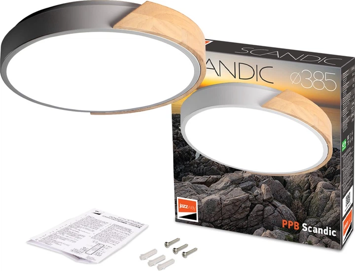 Стельовий світильник Jazzway PPB Scandic-R LED 36W 4000K GR/W IP20 круглий сірий з планками ...