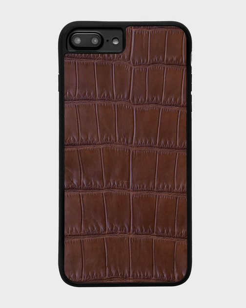 Коричневый чехол Kartell из кожи крокодила для iPhone 8 Plus – фото ...