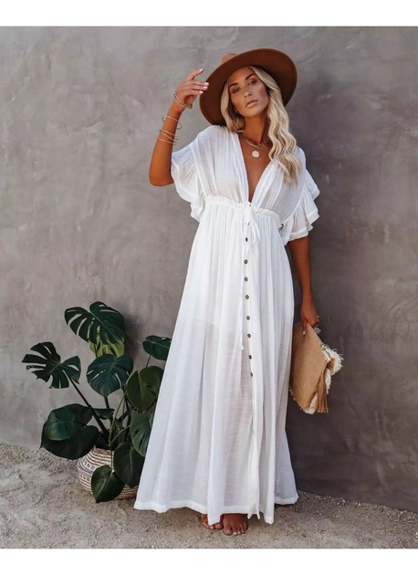 Пляжная накидка без рукавов длинная Modern Boutique молочный, one size ...