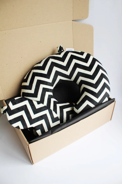 Набір подушка для подорожей + маска для сну зігзаг, подарунок чоловіку ...