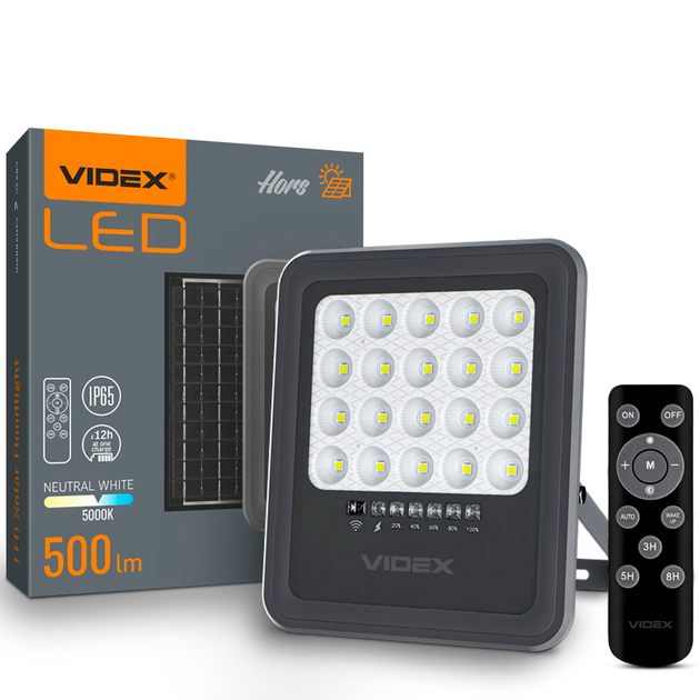 Прожектор на солнечной батарее VIDEX VLE-FSO3-205 500Lm 5000K с пультом ...
