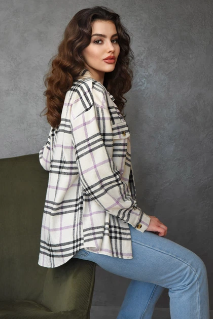 Сорочка жіноча молочного кольору в клітинку ABC 830 L Молочний (154996) від продавця: Best ...