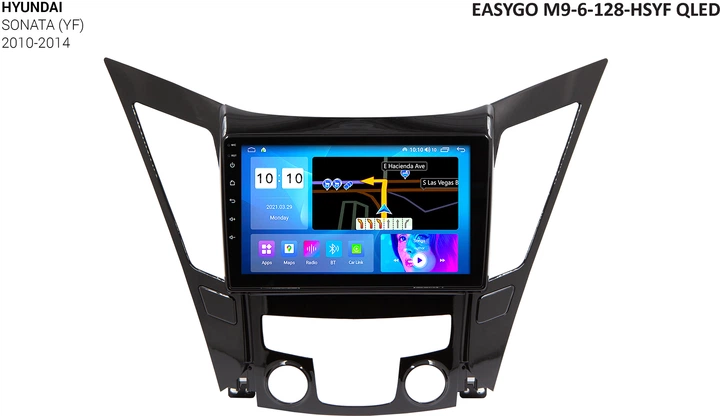 Штатная автомагнитола EasyGo M9-6-128-HSYF QLED Hyundai Sonata (YF ...