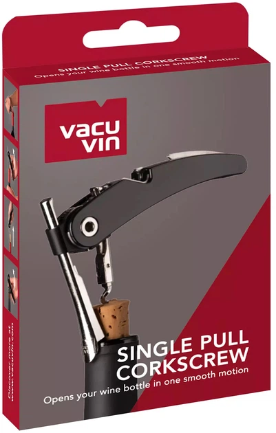 Штопор Vacu Vin Single Pull Corkscrew Black (68854606) – купить онлайн на ROZETKA