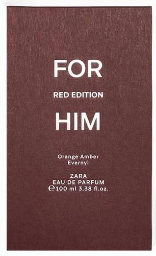 Парфюмированная вода для мужчин Zara For Him Red Edition 100 мл ...