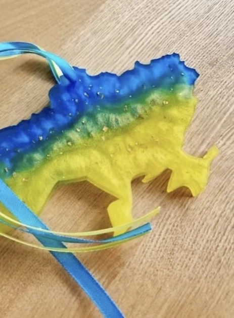 Брелок підвіска в авто Україна 13 см жовто блакитна фото відгуки характеристики в інтернет