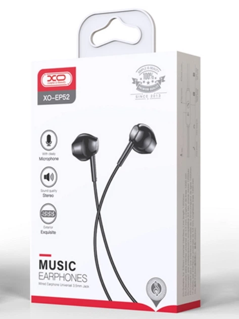 Наушники XO EP52 metal in-ear 3.5mm earphone Black – низкие цены, кредит, оплата частями в ...
